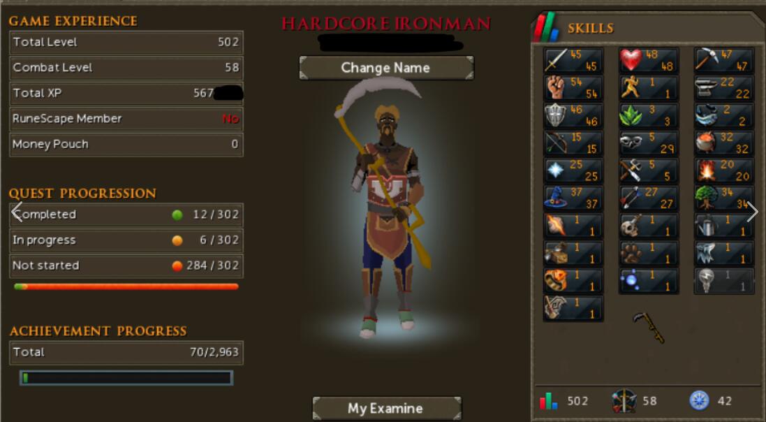 RS3 Account - Hardcore Ironman | Scythe | 15 Year Veteran | HCIM | No ...